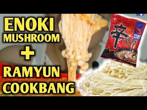TRYING OUT ENOKI MUSHROOMS + SHIN RAMYUN COOKBANG - YouTube