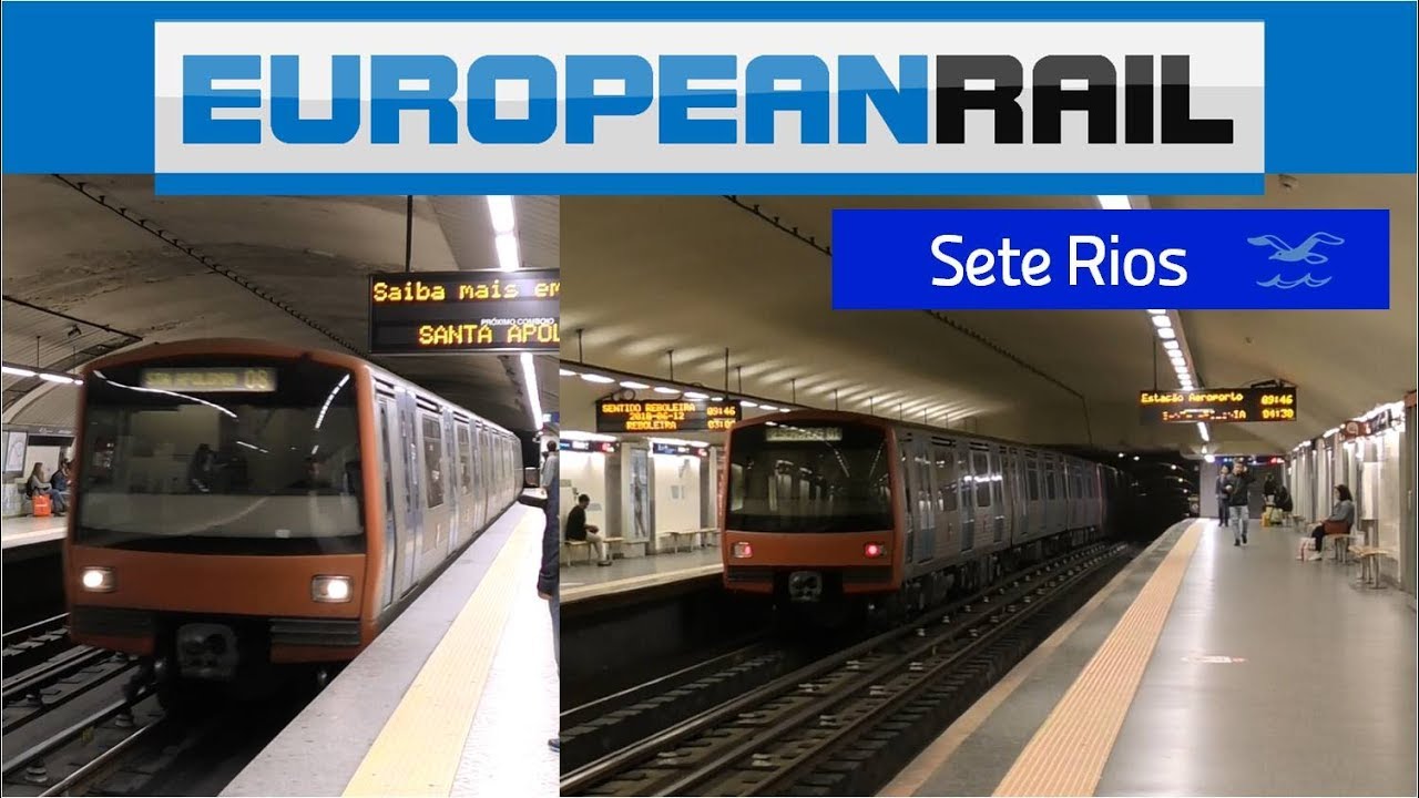 Lisbon Metro Metropolitano de Lisboa - Two trains at Sete Rios / São ...