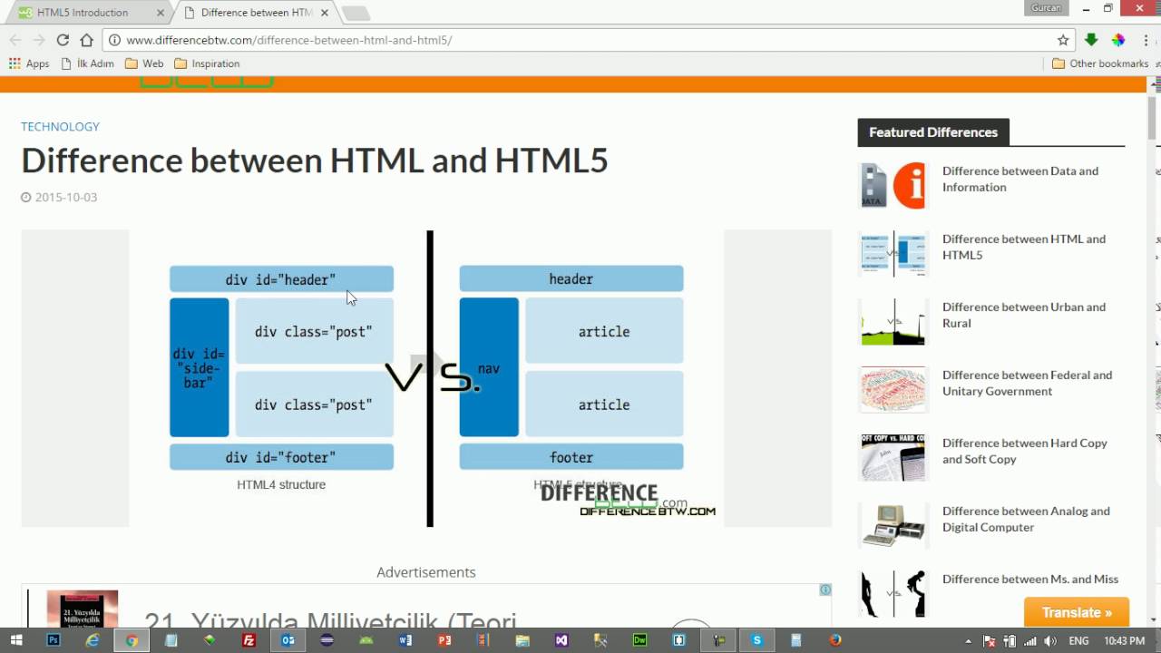 Web Tasarımı Dersleri Html5 Ders 12 Html5 Giriş Youtube