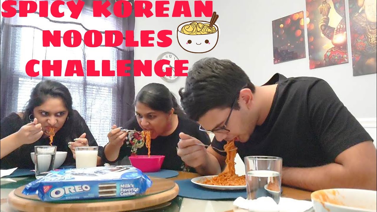 Spicy Korean Noodles Challenge w/ Helly Patel and Vivek Panchal - YouTube