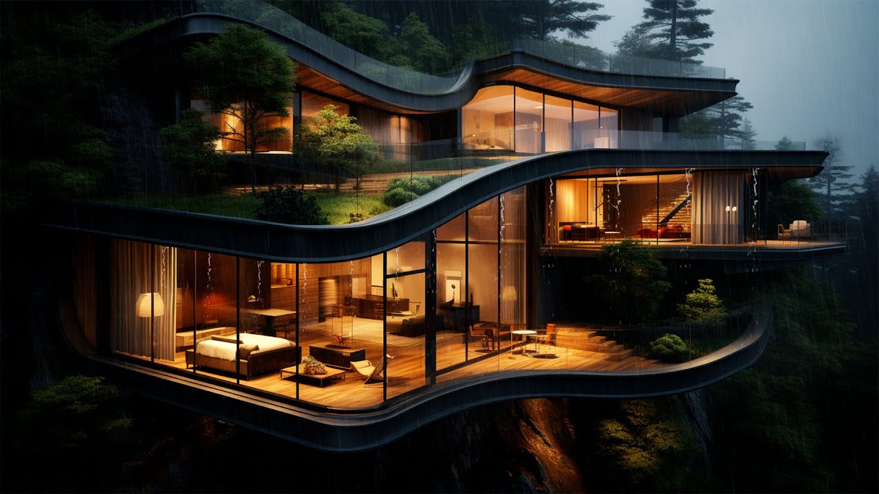 Night Rain Forest on Luxury Mansion 🌧️️ 8 Hours Deep Sleep with ...
