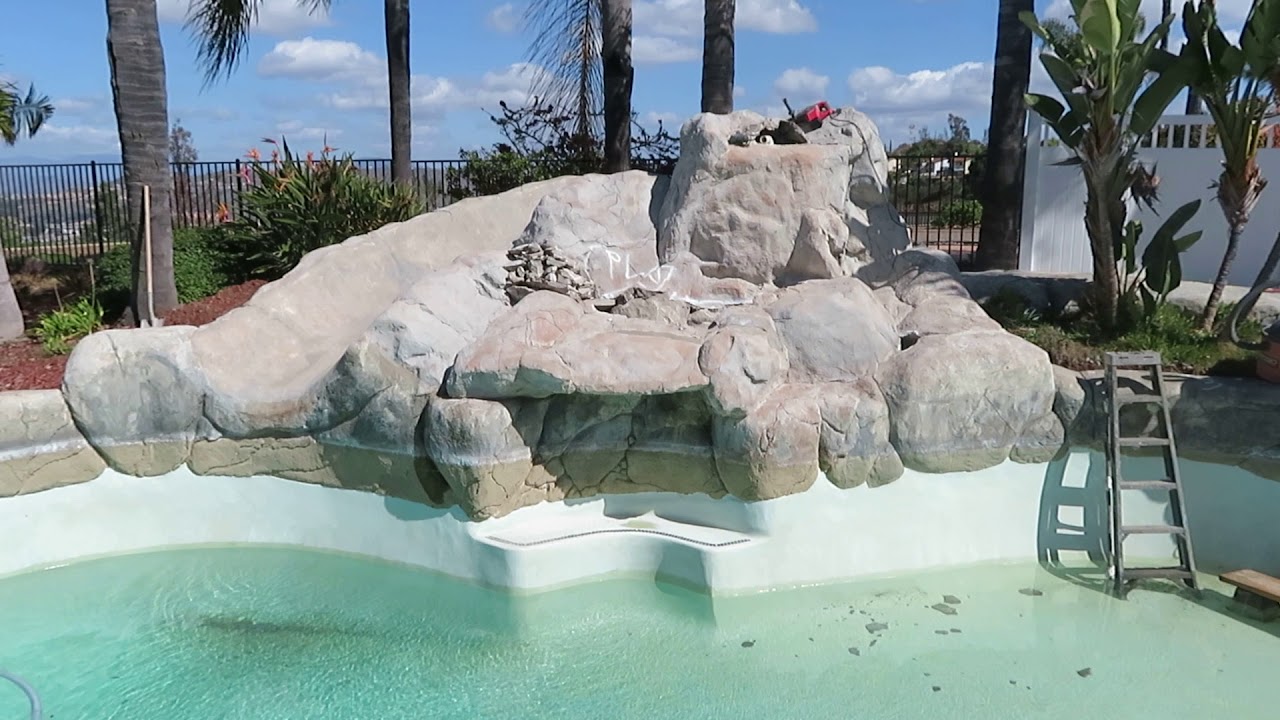 How to Remodel an Artificial Rock Waterfall,Slide Feature - YouTube