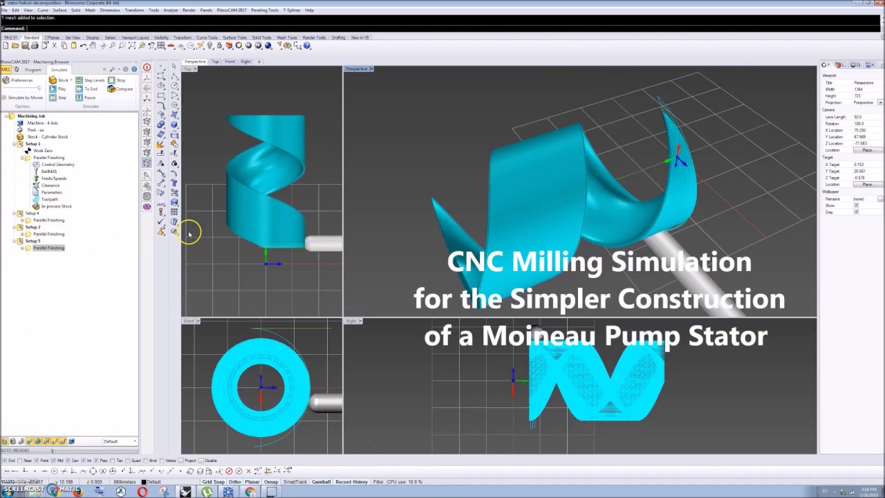 CNC Milling Simulation of SciFabLab's Dual Helical Stator - YouTube