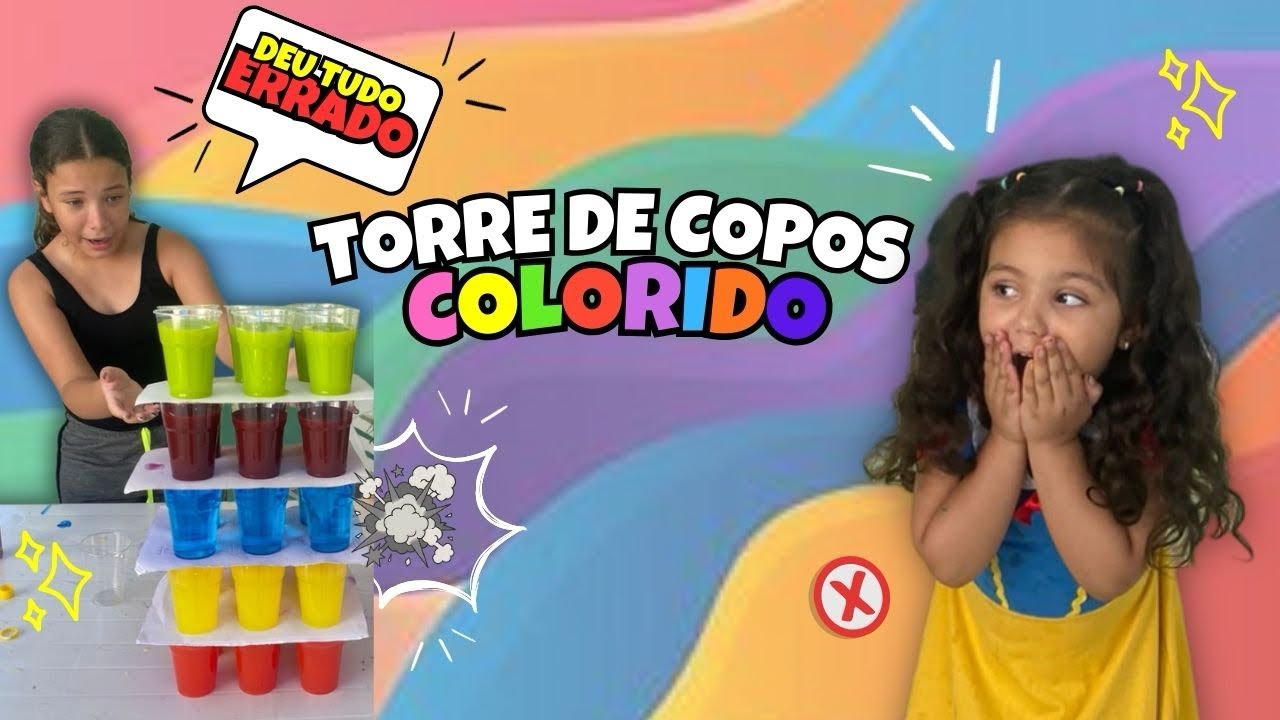 Construímos uma TORRE de COPOS COLORIDOS 🌈😱 | Desafio divertido - YouTube
