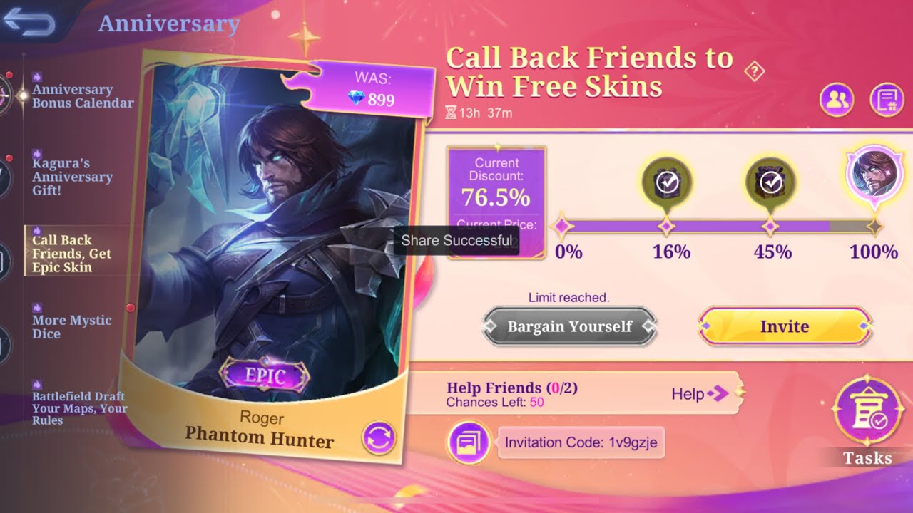 Finally Free Roger Epic Skin, Mobile Legends Bang Bang | INVITE FRIENDS ...
