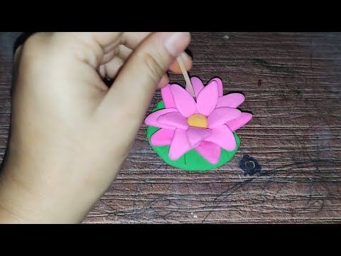 how to make clay flower 🌼 l clay lotus flower l easy clay lotus making ...