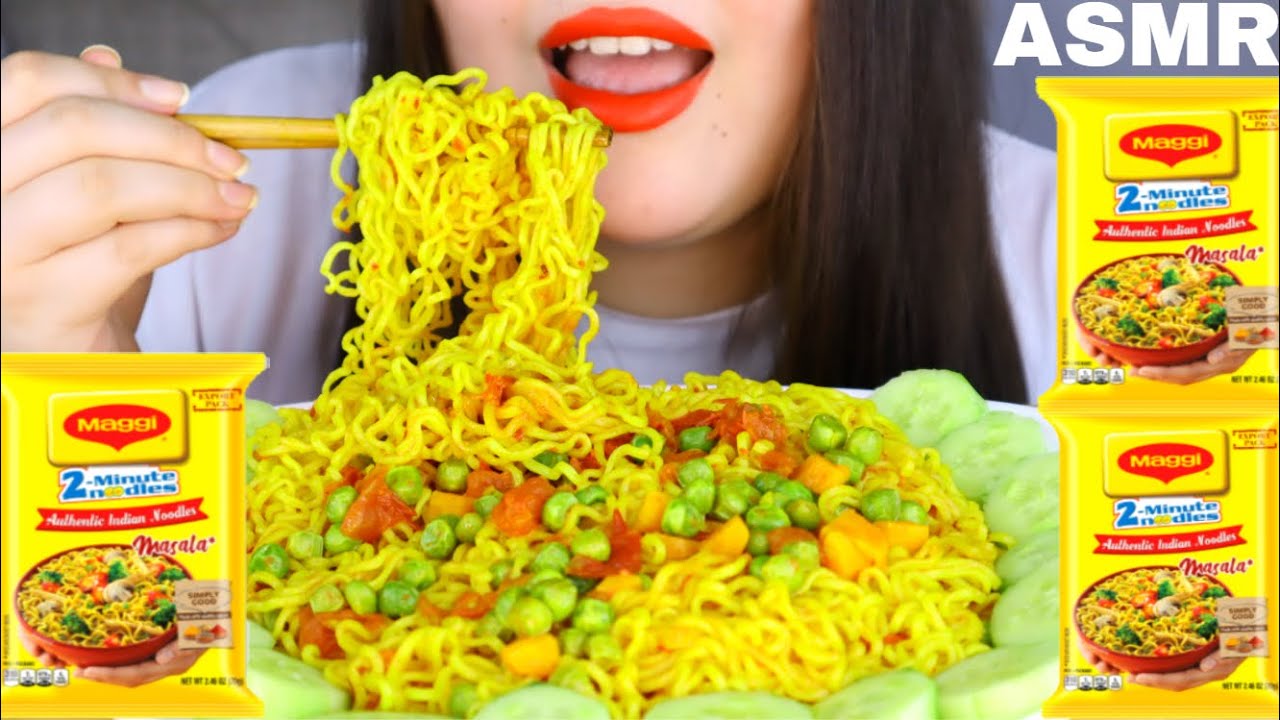 ASMR MAGGI MASALA NOODLES NO TALKING EATING SHOW EATING SOUND Potato ...