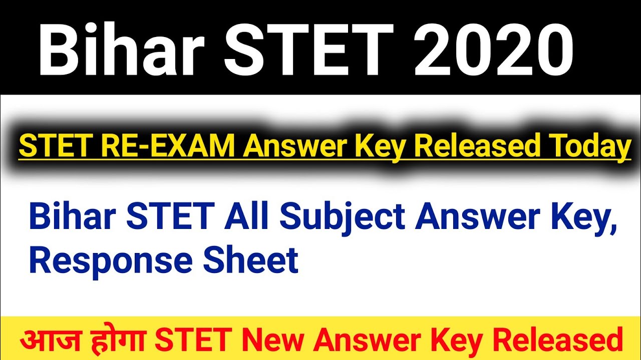 Bihar STET RE-EXAM New Answer Key & Response Sheet Released|all ...