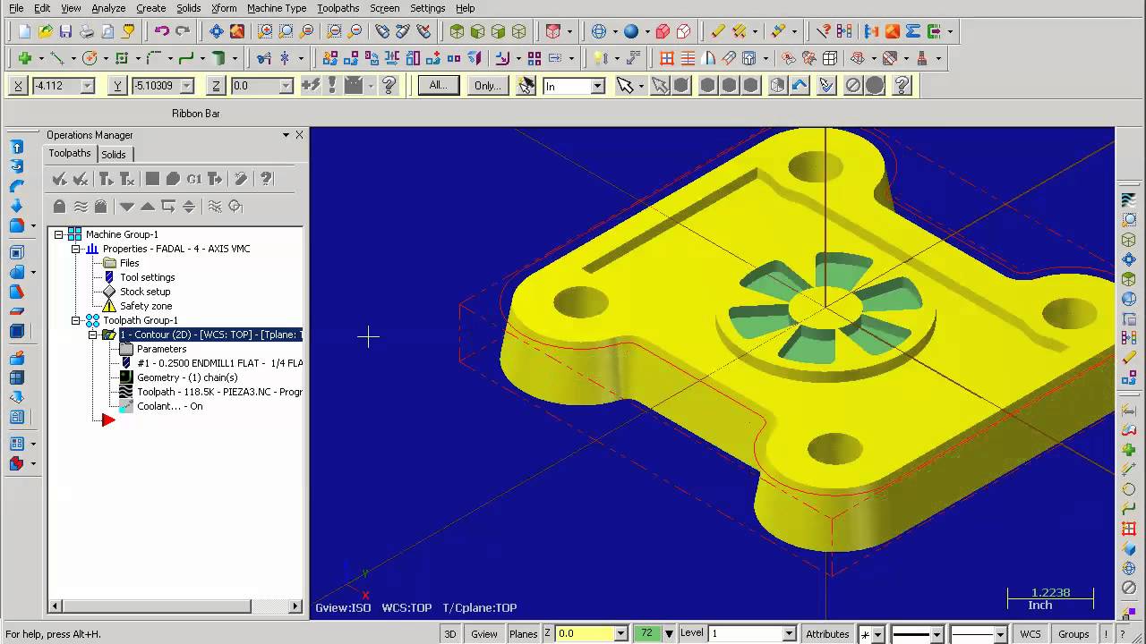 Mastercam Contorno con angulo utilizando funcion contour y superficies ...