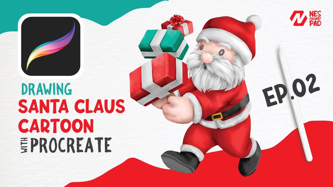 Drawing Cute Santa Claus Cartoon with Procreate EP.02 : มาวาดรูปลุงซานต้ากันนะคร๊าบบบ - YouTube