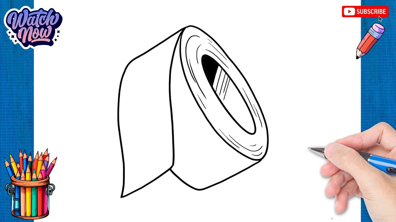 How to draw Tape - School Supplies Drawing - YouTube