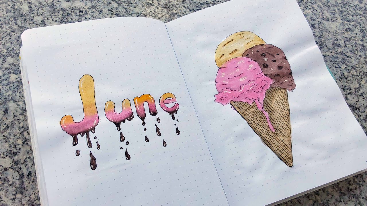 Summer Bullet Journal Themes 🍨🍦 Ice Cream Themed Bullet Journal - YouTube