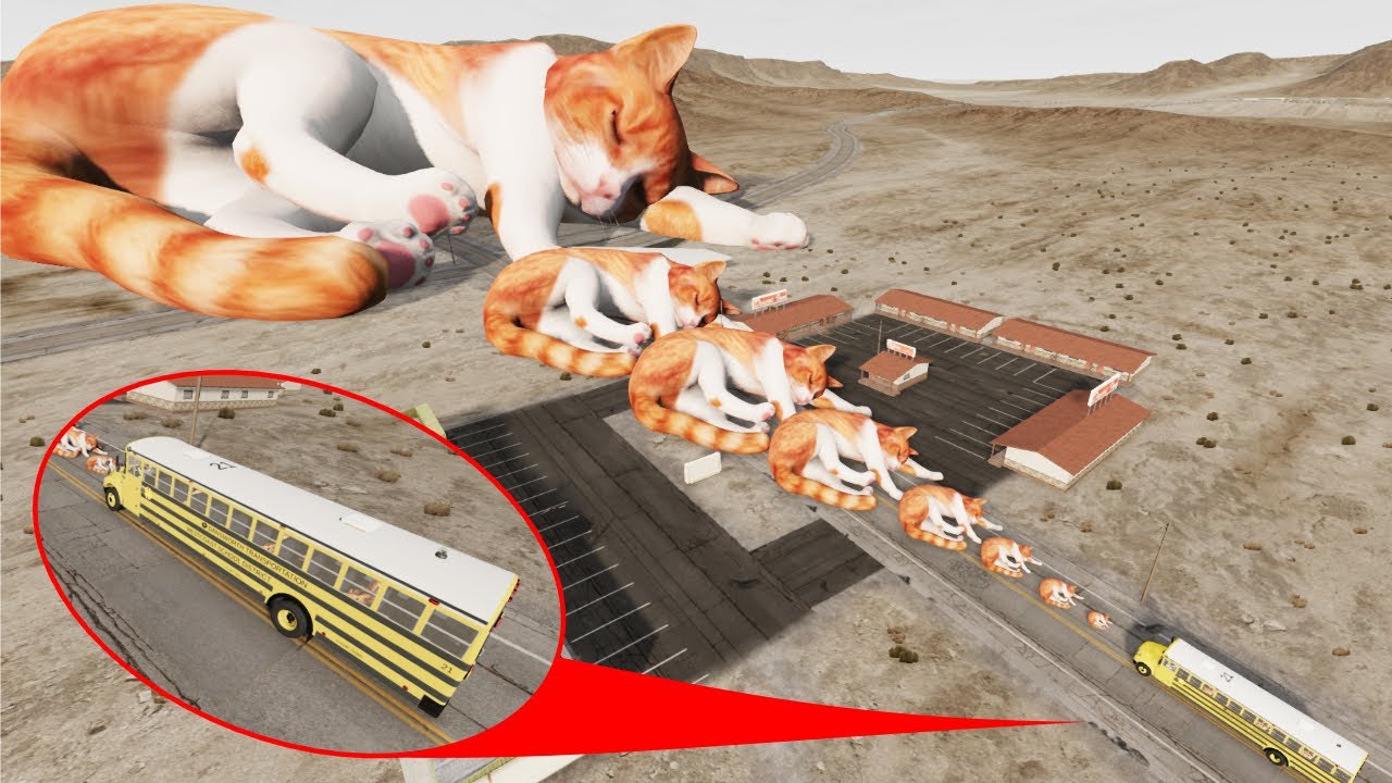 Destroy all cars with a giant cat building. #2 BeamNG.drive - YouTube