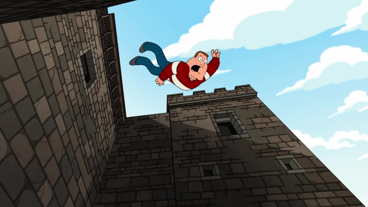 Family Guy - Peter throws Joe out a castle window - YouTube