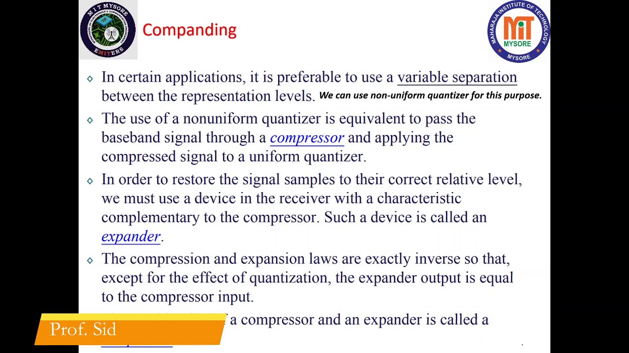 Companding in A-to-D Conversion| Compressor | Expander | PCS -18EC53 ...