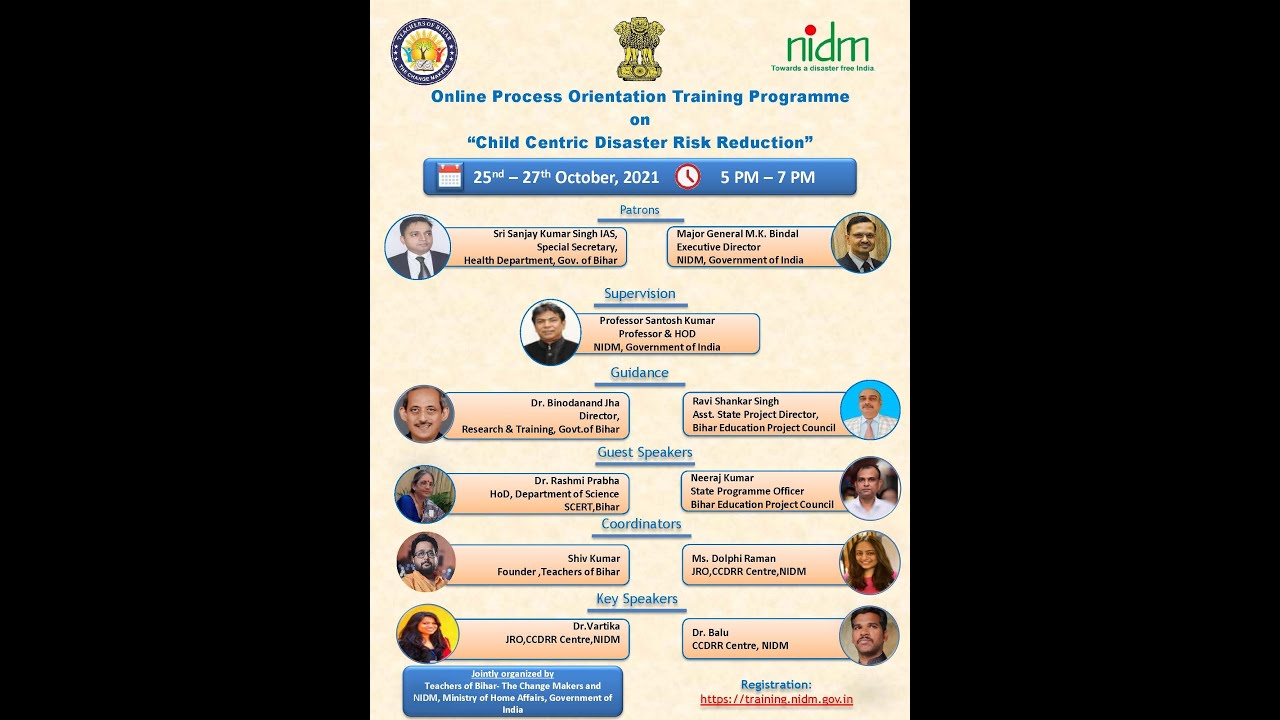 Online Training on POT on CCDRR.| DISASTER IN INDIA | MHA | COVID-19 ...