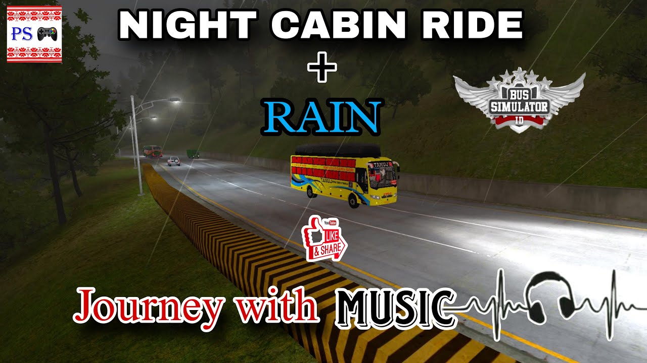 Night Cabin Bus Ride| Night Bus Journey in Rain| Bus Ride with Music ...