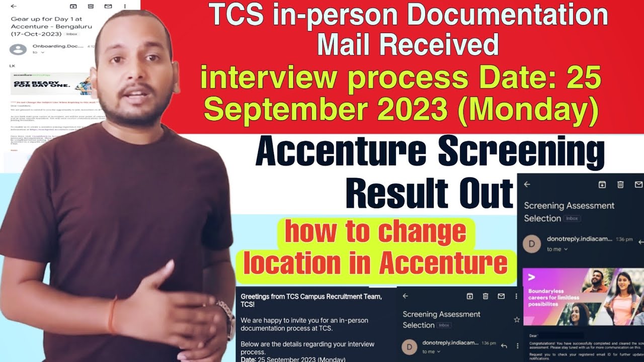 Accenture Screening Result 2023 | Tcs-in person documentation mail ...
