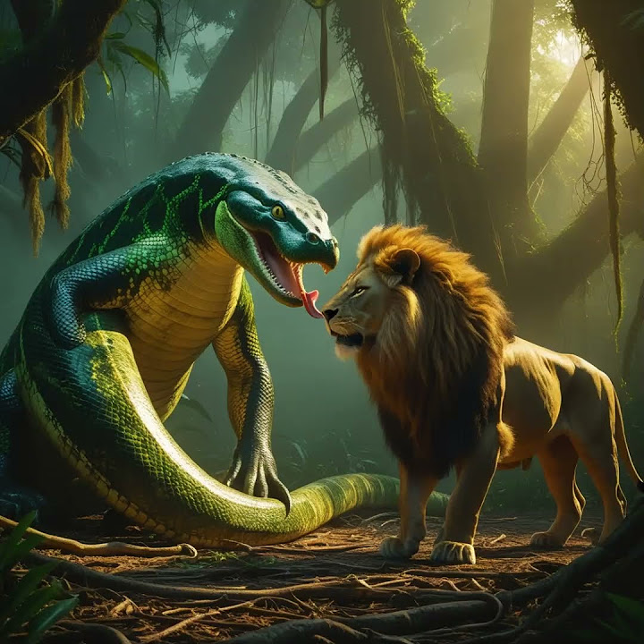 "Lion Aur Python Ka Takraav: Jungle Ke Do Shikaaris Ka Encounter! 🦁🐍 # ...