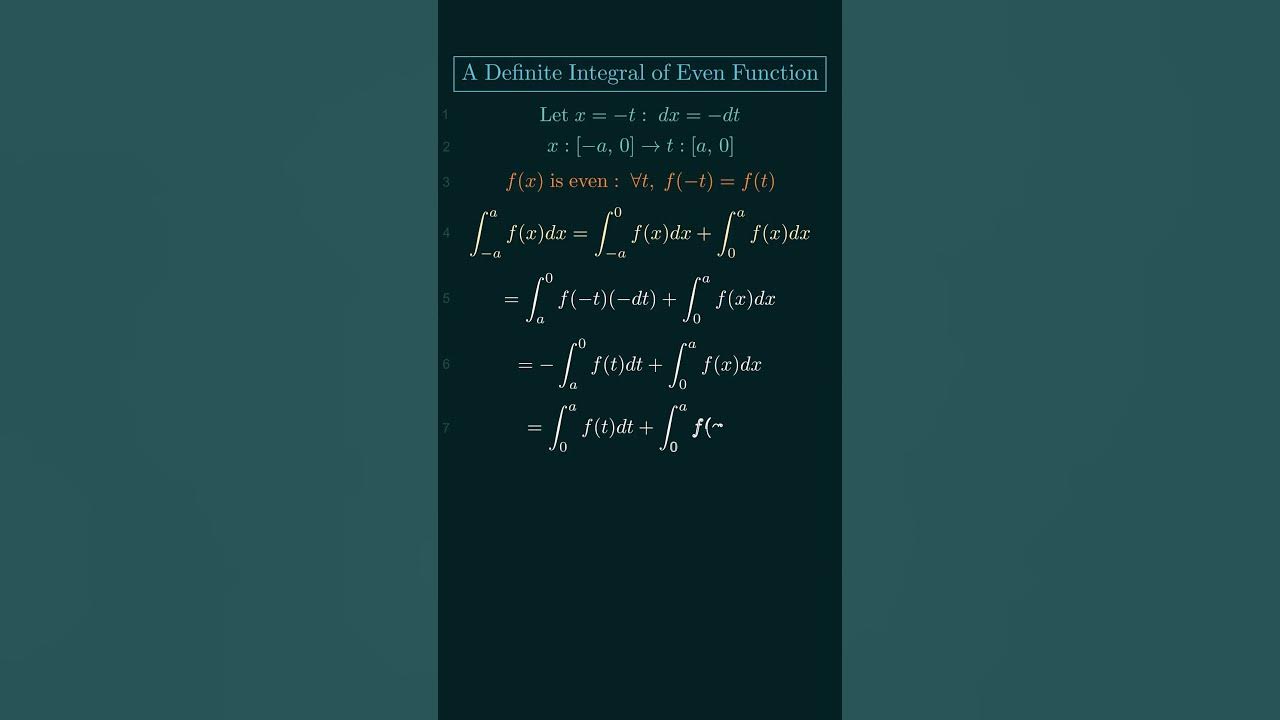 A Definite Integral of Even Function - YouTube