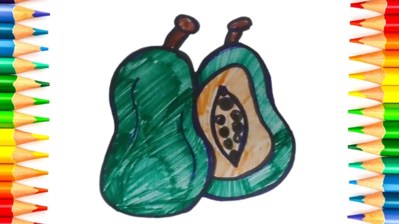how to draw a papaya/papaya drawing and colouring for kids - YouTube