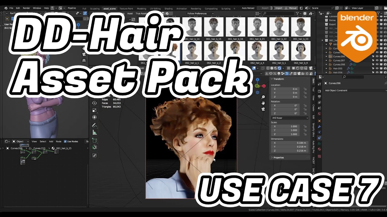How to use DD-Hair Asset Pack in Blender - USECASE 7 - YouTube