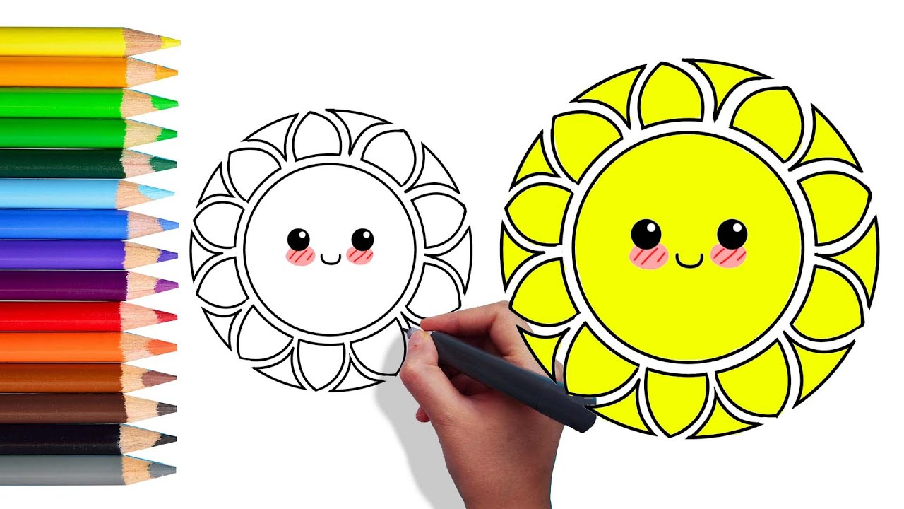 how draw sun?! step by step - YouTube