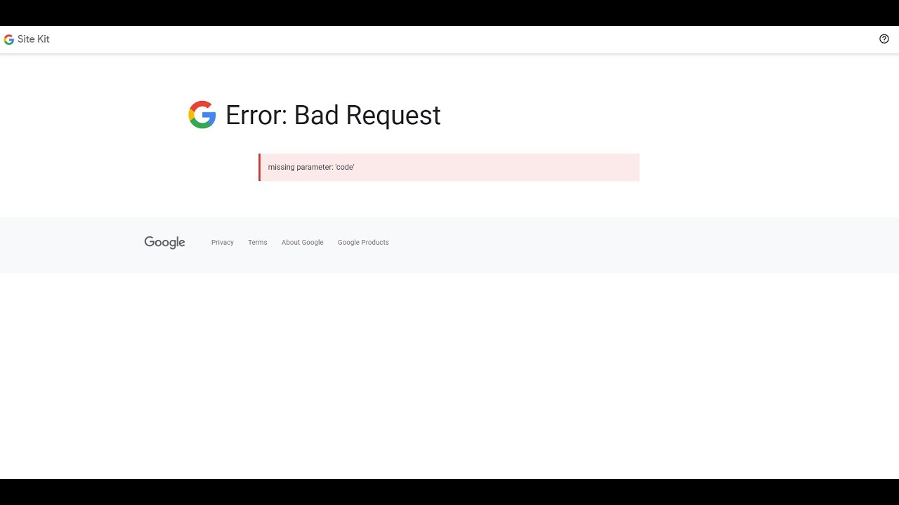 Missing Parameter Code Site Kit Youtube 2718