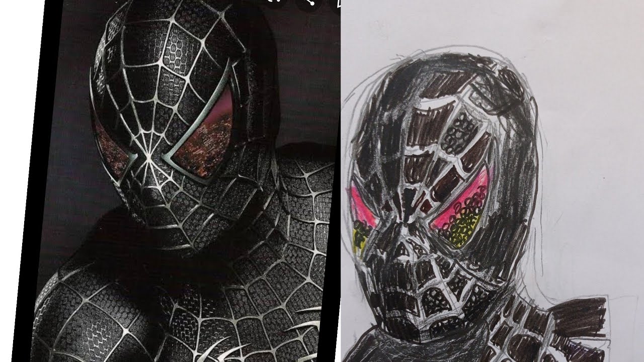 drawing black spiderman Sam Raimi suit - YouTube