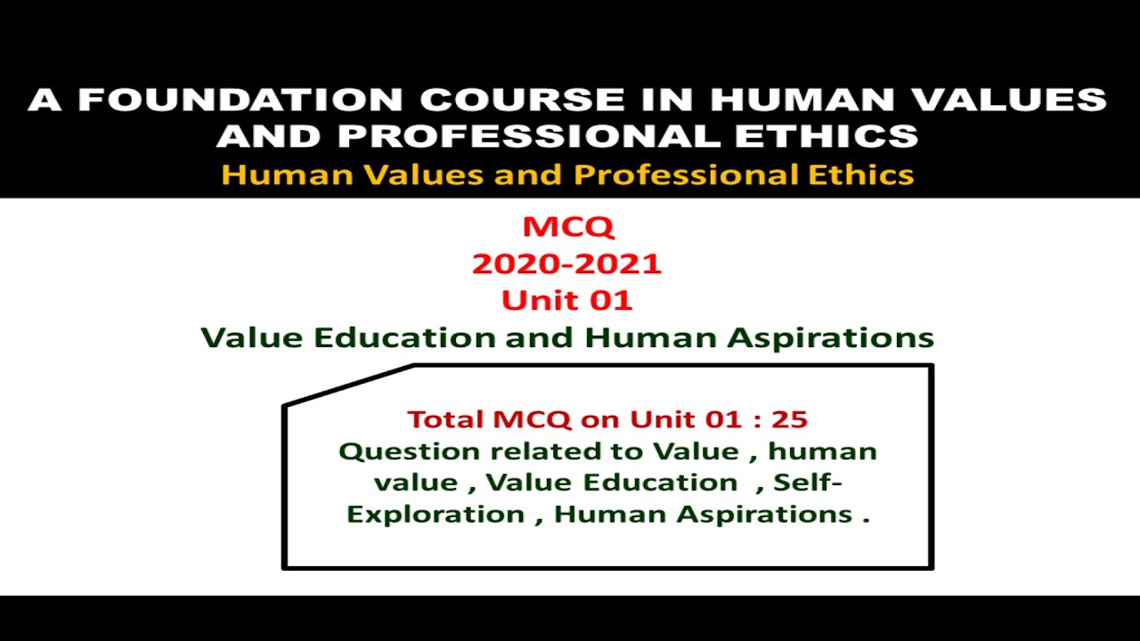 Multiple Choice Question ( MCQ ) on Value Education and Human ...