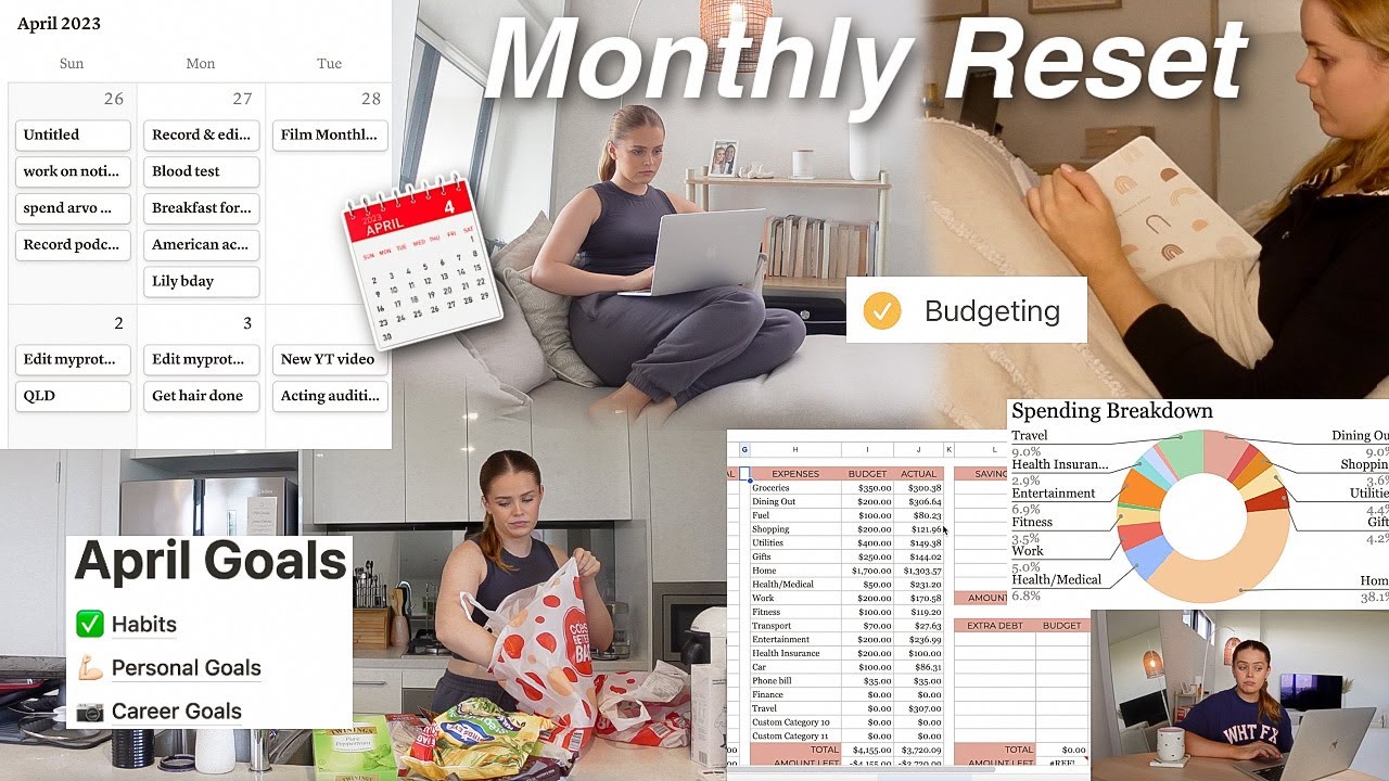 APRIL MONTHLY RESET | Goal Setting, Budgeting, Planning + Journaling ...