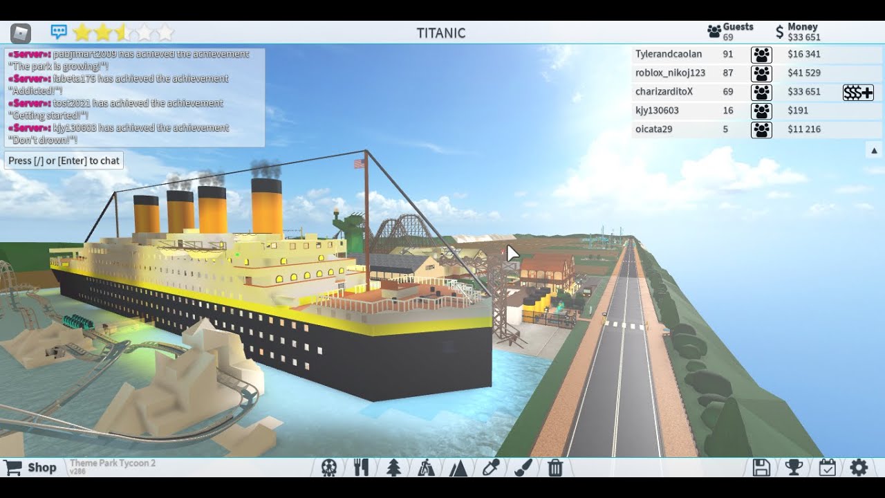Titanic theme park tycoon two roblox - YouTube