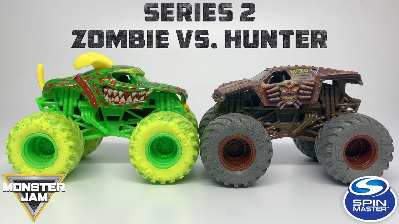 SPIN MASTER MONSTER JAM ZOMBIE VS. HUNTER | SERIES 2 | 1:64 SCALE - YouTube
