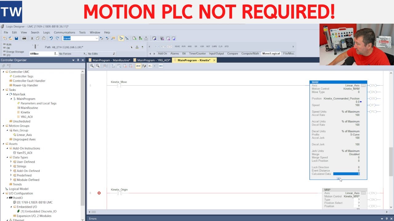 Learn Studio 5000 Kinetix Motion Instructions on a Non-Motion PLC - YouTube