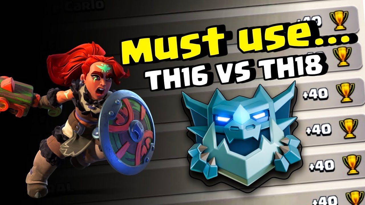 TH16 VS TH18 🔥| must use this root rider strategy for trophy pushing🏆 ...