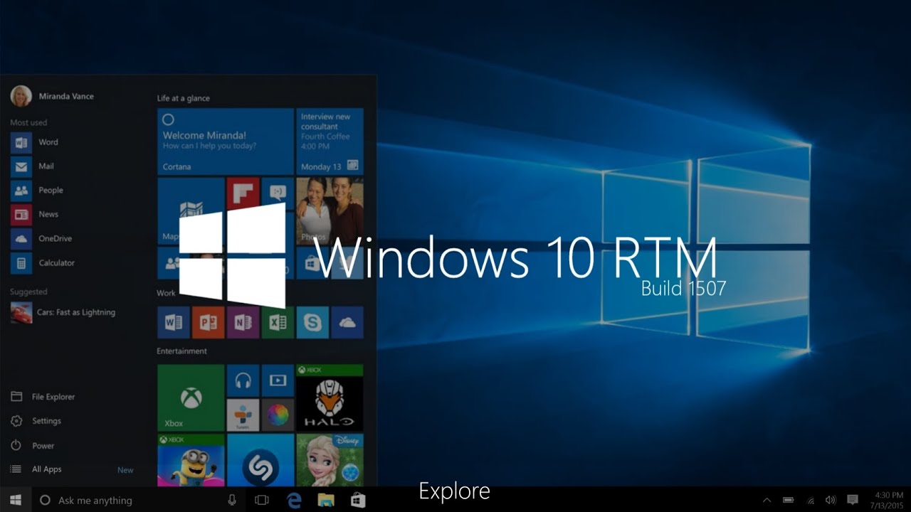 Let's Explore Windows 10 RTM! - YouTube