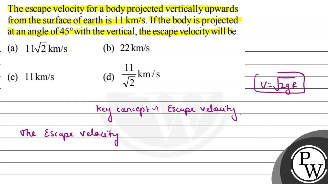 The escape velocity for a body projected vertically upwards from the surface of earth is \( 11 ...