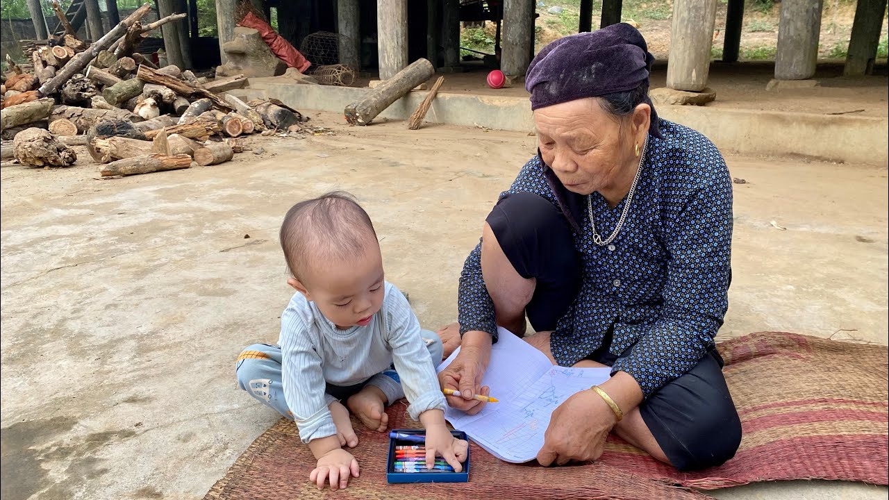 Abandoned child-Bap is taught to write and color by his mother/Bap gets ...