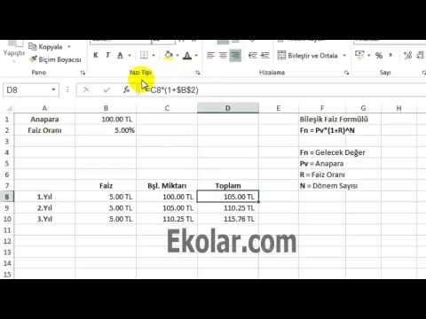 Excel Finans Bileşik Faiz Hesaplama Compound Interest