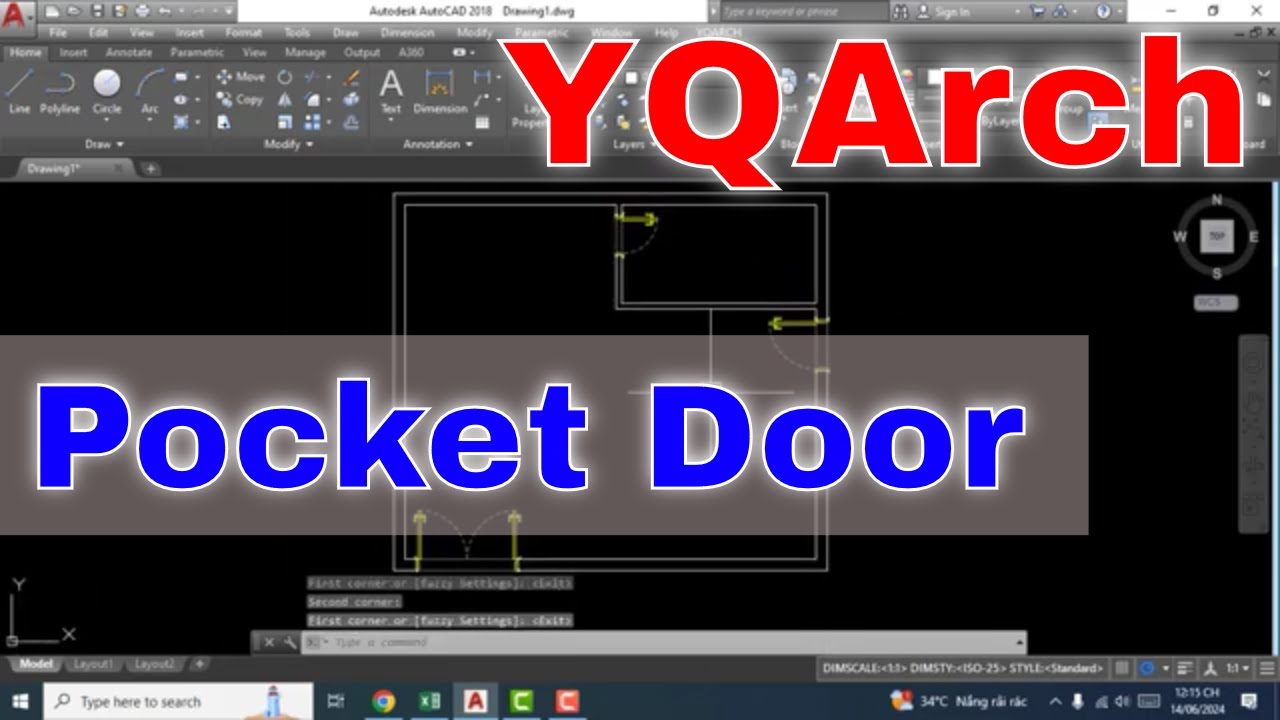 YQArch for AutoCAD - Create Pocket Door - YouTube