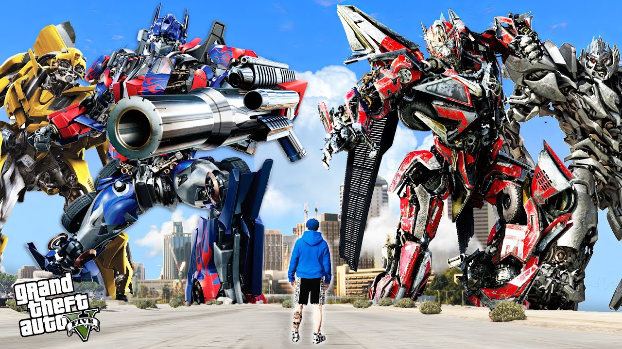 Transformers စက်ရုပ်ကားတွေရဲ့အကြမ်းစားတိုက်ပွဲ/ Transformers in GTA V ...