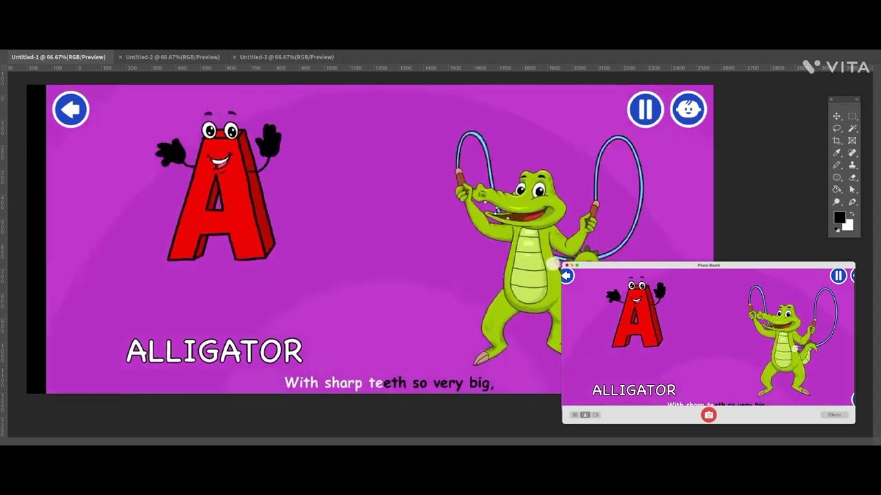 Alphabet Letter A Kids Song Rhymes with funny photo frame animation ...