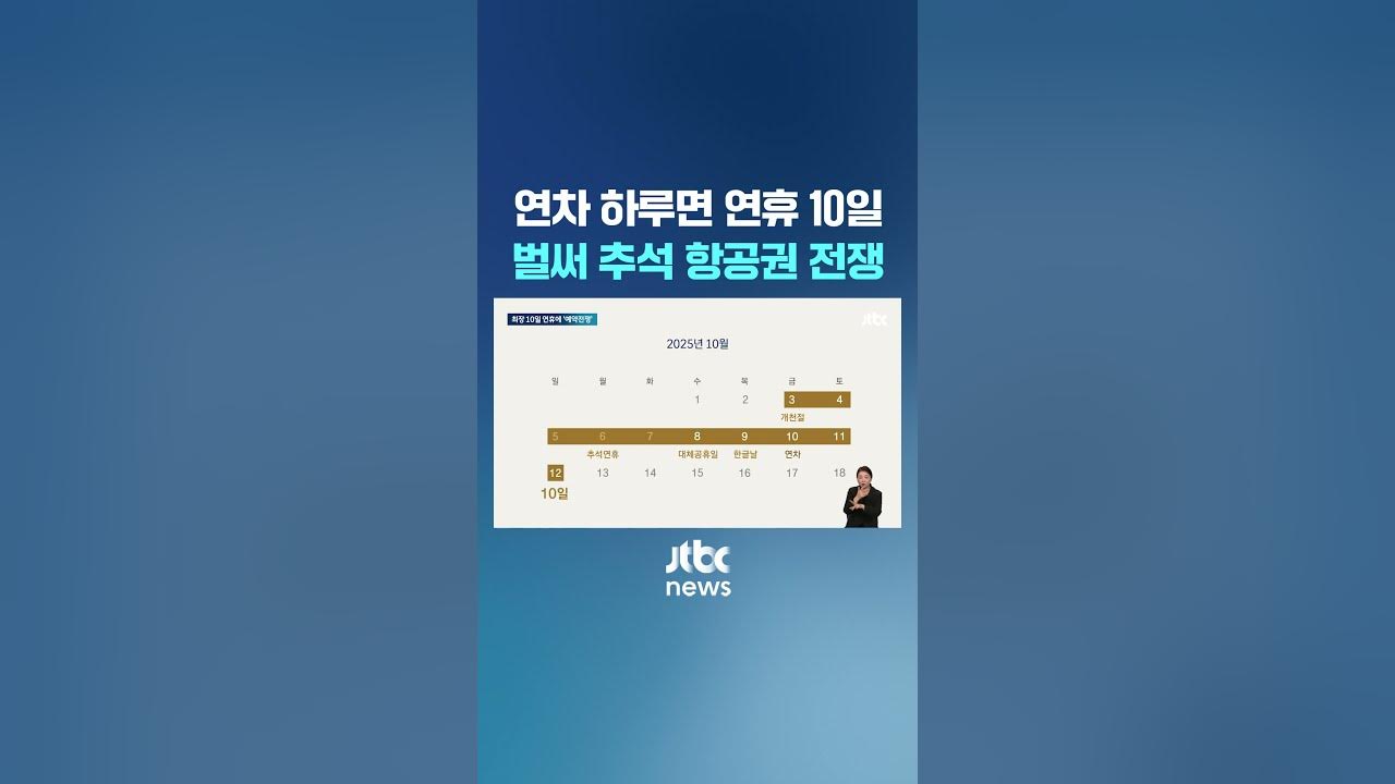 벌써 불붙은 '예약 전쟁'…25년 추석 연휴 며칠인데? #JTBC #Shorts - YouTube
