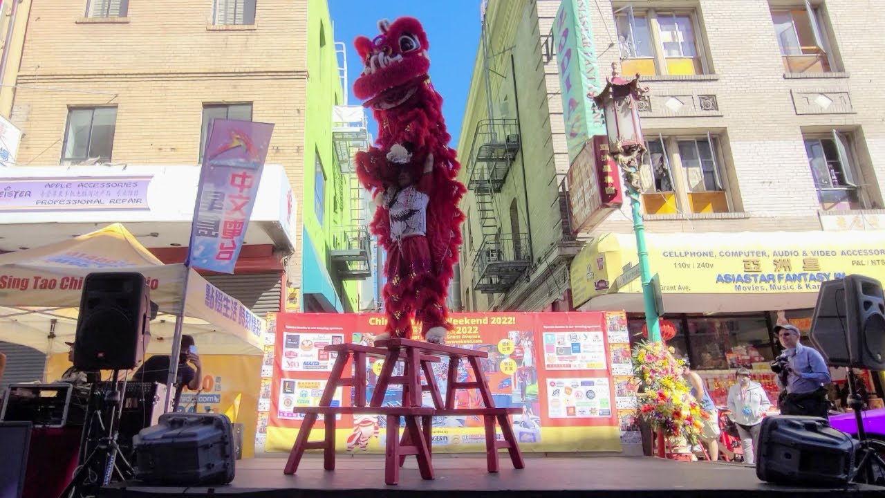 Double Benches Lion Dance Performance by Leung's White Crane Kun Seng ...