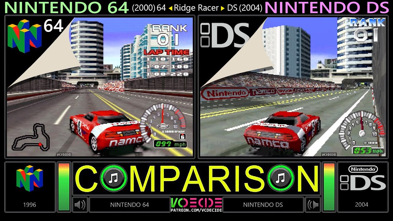 Ridge Racer 64 vs DS (Nintendo 64 vs Nintendo DS) Side by Side ...