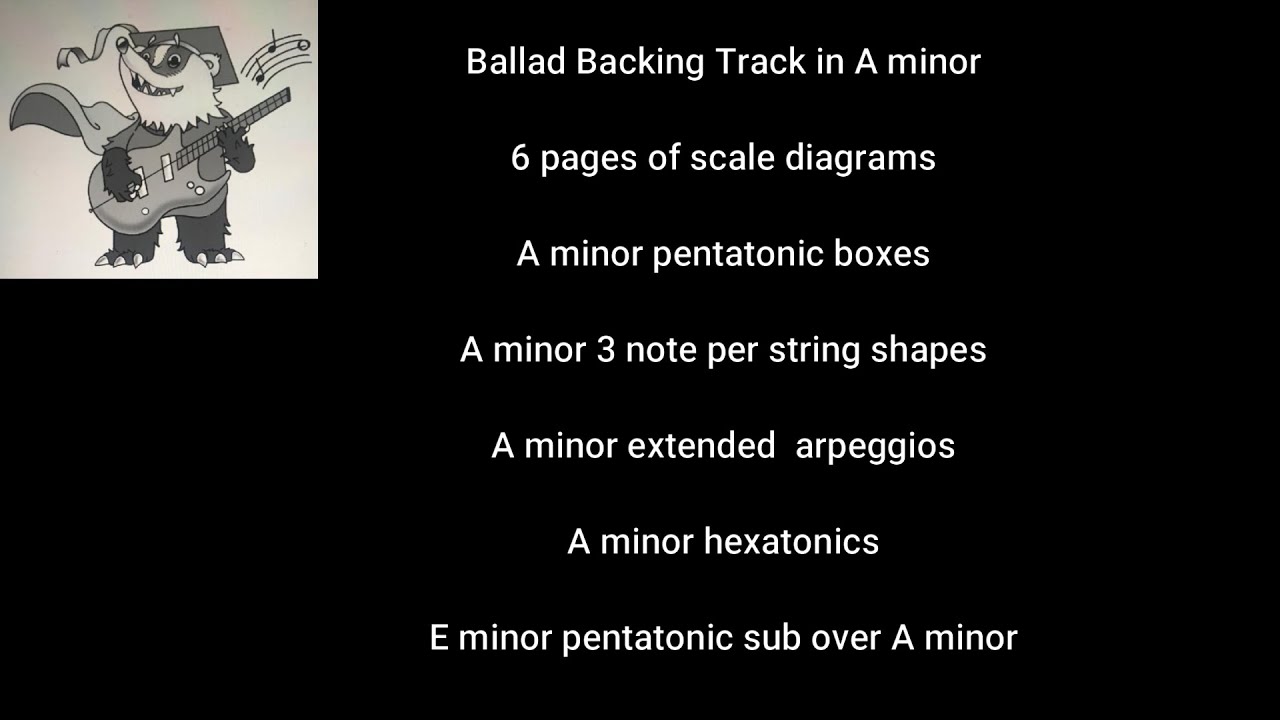 A minor Ballad Backing Track W/ scale and arpeggio diagrams - YouTube