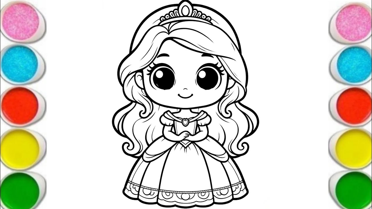 Beautiful princess drawing for kids and toddlers||cute princess drawing ...