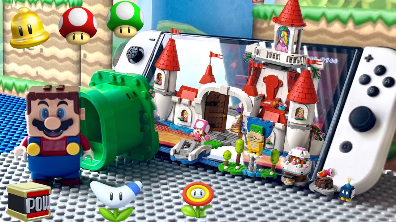 Lego Peach is locked her Castle and Lego Mario enters the Nintendo ...