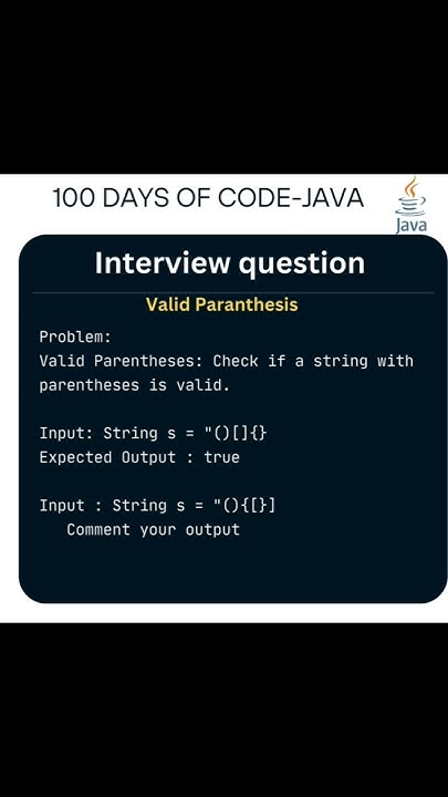 Valid parenthesis.. interview question #coding #java #100daysofcode # ...