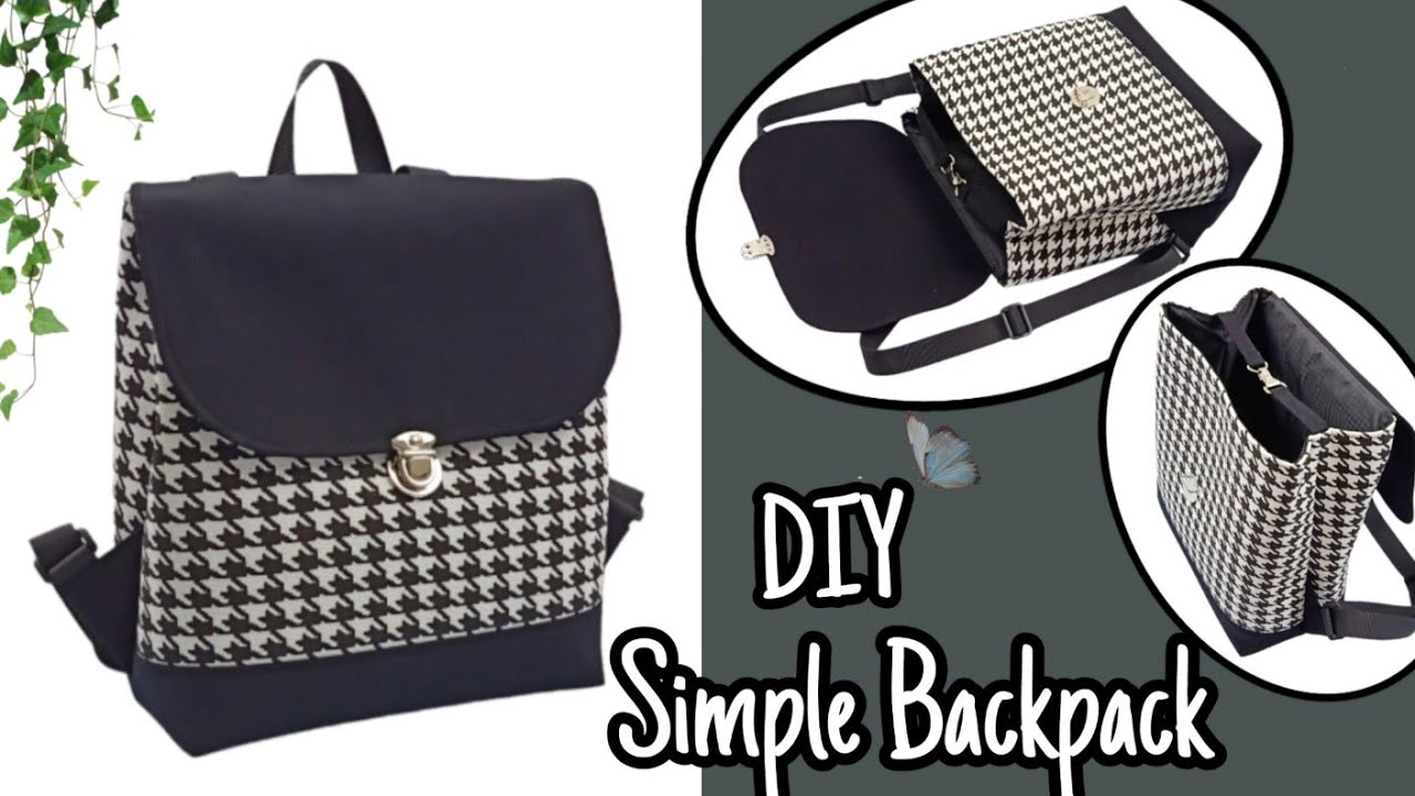 DIY Cara Membuat Tas/Simple Backpack Tutorial & Pattern/Cute Backpack/Easy Backpack - YouTube